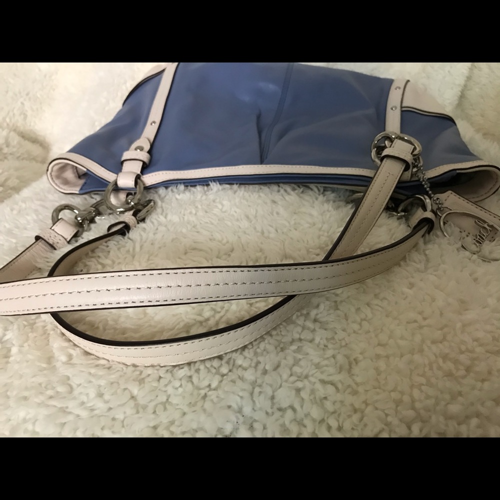 Coach Alexandra Chain Leather Tote Chambray White - Gem